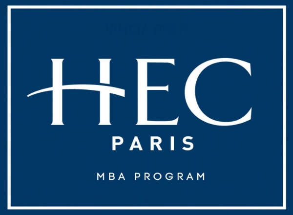 HEC MBA written on blue background